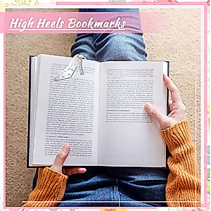 50 Pack Quinceanera Party Favors for Guests Quinceanera Gift Bookmark 15 Year Old Girl Gifts for Birthday Silver Women High Heels Bookmark with Gift Box for Women Girls Book Lover Readers Gifts