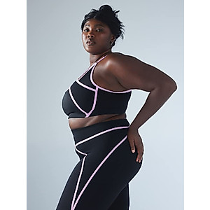 Savage X, Womens, X Mesh Medium-Impact Sports Bra, Black Caviar, XL