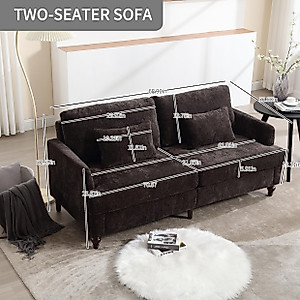 Tongbaiyi Sofa,68” Comfy Sofa Couch with Extra Deep Seats, Chenille Loveseat Comfy Small couches for Small Spaces Apartment Lounge,2-Seat Upholstered