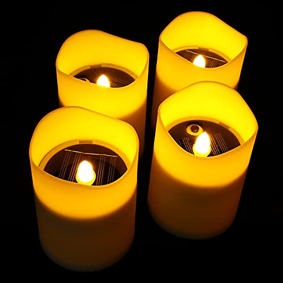 ibasenice Led Solar Tea Lights Flameless Tealight Candles Outdoor Lighting Night Light for Lantern Garden Camping and Home Decor 4pcs