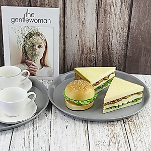 Innouse 4 Pack Food Service Tray Round, Waitress Tray Restaurant Drink Tray, Gray, R