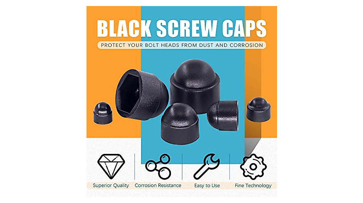 Glarks 160Pcs Black Screw Caps - Durable & Versatile