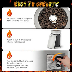 Tangkula Outdoor Round Propane Fire Pit, Patiojoy 16 Inch Auto-Ignition Patio Gas Fire Pit with Waterproof Protective Cover, Touch-up Pen and Lava Rocks, 30,000 BTU Fire Pit for Backyard, Outside