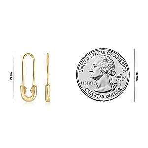 14K Yellow Gold Safety Pin Earrings for Women - Pair