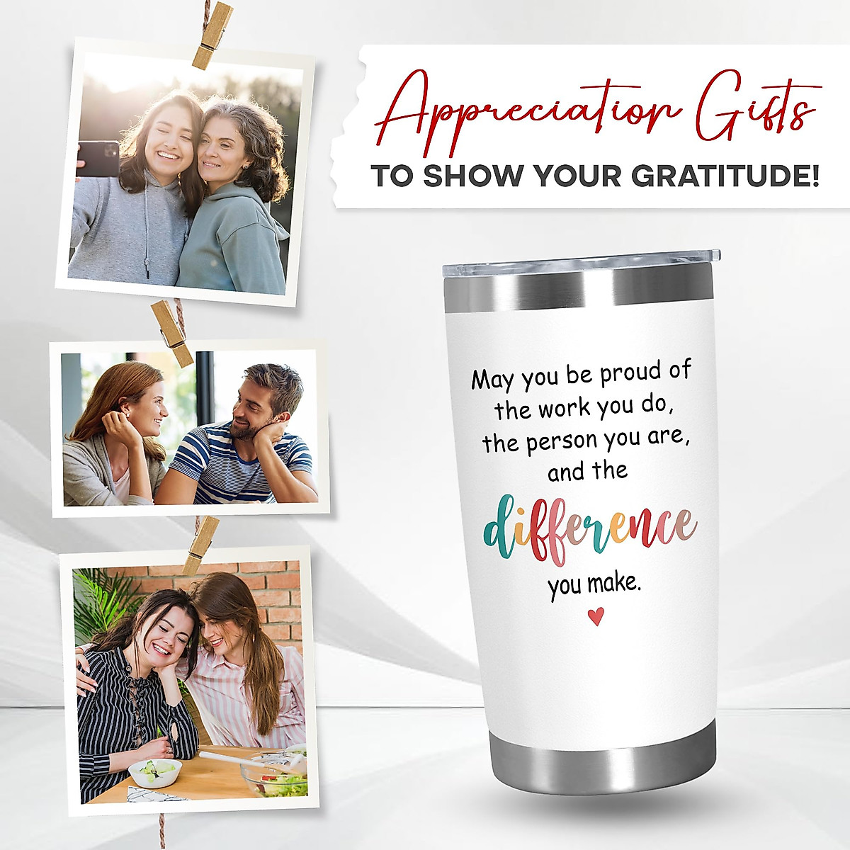 OASSIE Appreciation Gifts for Coworkers - 20 oz Stainless Steel Insulated Coffee Tumbler With Lid - Mothers Day Birthday Inspirational Thank You Gifts for Women Boss Lady Friends Employee Teachers