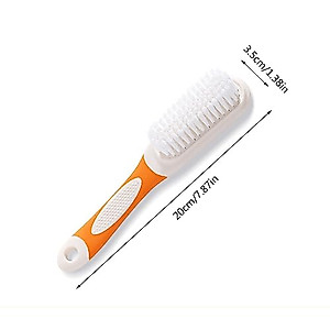 Long Handle Soft Shoe Brush Two Tone Shoe Cleaning Brush Multifunctional Cleaning Brush Household Scrub Brush Stain Removal Laundry Brush Commercial Kitchen Sink Soap (Orange, One Size)