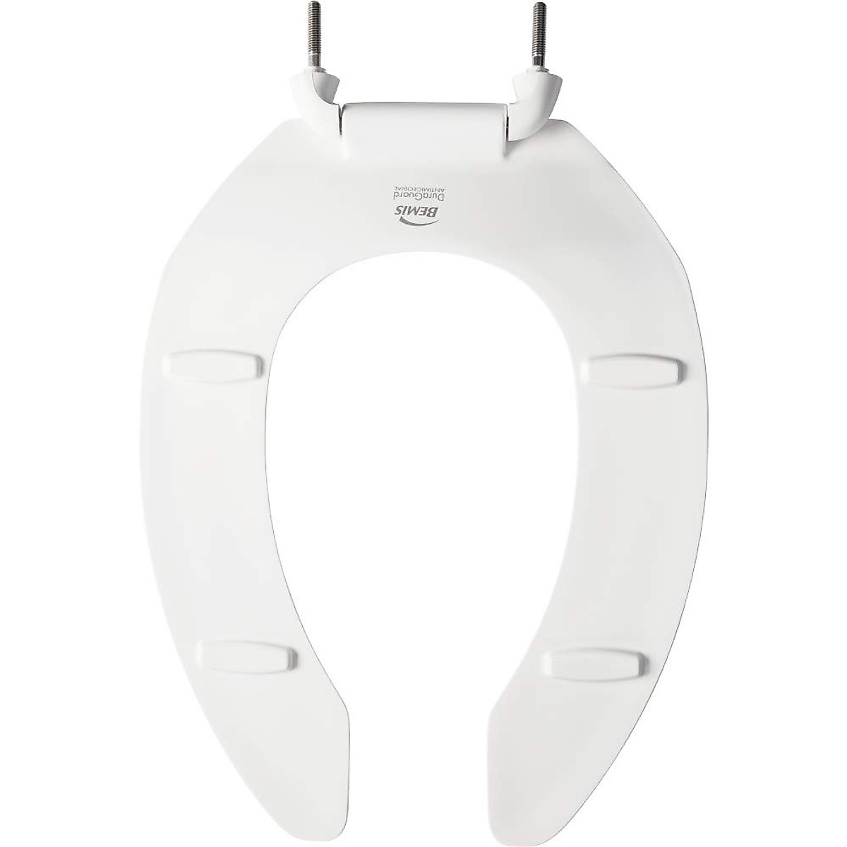 BEMIS 2155CT 000 Commercial Heavy Duty Open Front Toilet Seat without Cover that will never loosen & Reduce Call-backs, ELONGATED, Plastic, White
