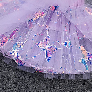 Butterfly 1st Birthday Outfit for Baby Girl Butterfly Romper + Sequins Butterfly Tutu Skirt + Headband 3PCS Clothes Set for Butterfly Party Baby Shower Cake Smash Photo Shoot Purple Butterfly 1 Year