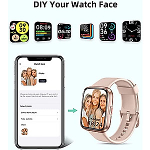 Alexa Smart Watch (Answer/Make Call), Alexa Built-in, RERE Fitness Tracker with 60 Sports Mode, Heart Rate, Blood Oxygen, Sleep Monitor, 1.69" Smartwatch for Android and iPhone, IP68 Waterproof, Pink