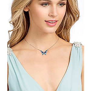 INFUSEU Small Butterfly Necklace Womens Abalone Pendant Jewelry 925 Sterling Silver