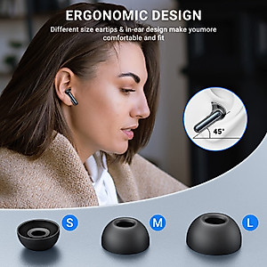 Wireless Earbuds, 2023 Wireless Headphones HiFi Stereo Earphones with 4 ENC Noise Canceling Mic, 42Hs Playtime In Ear Earbud, Bluetooth 5.3 Sport Earphones with LED Power Display for Android iOS Black