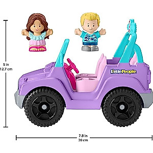 Little People Barbie Toy Car Beach Cruiser with Music Sounds and 2 Figures for Pretend Play Ages 18+ Months
