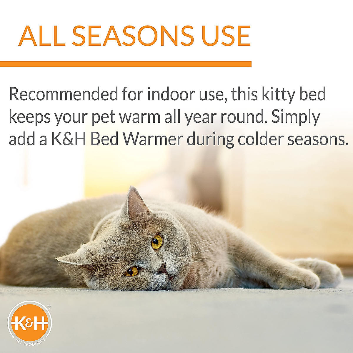 K&H Pet Products Amazin Kitty Pad Heated, Indoor Heated Cat Bed Traps Cat Hair and Dander, Washable Cat Mat, Gray 15 X 20 Inches, Heated 1-Pack