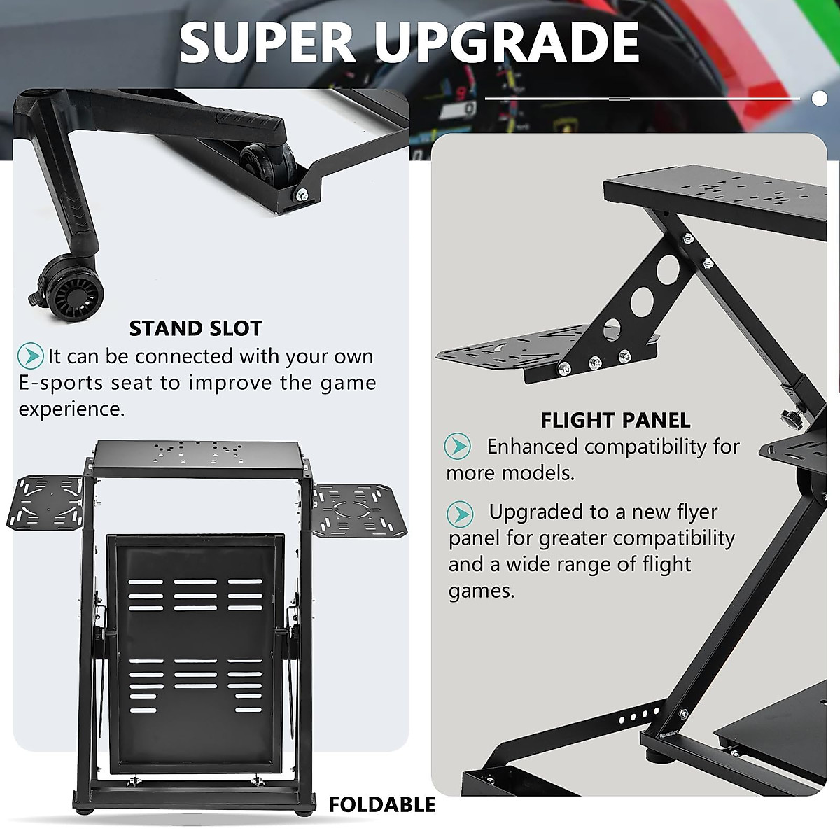 Dardoo G920 X Type Flight Racing Simulator Cockpit Frame Fit for Logitech/Thrustmaster G25 G27 G29 G923 T128X T248 T300 T458,Foldable Adjustable Driving Wheel Stand,No Wheel,Pedal,Handbrake & Shifter