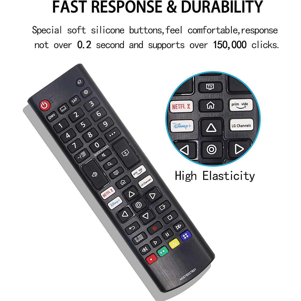 Replacement Remote Control for LG TV Remote LED OLED LCD Webos 4K 8K UHD HDTV HDR Smart TV with Netflix, Prime Video, Disney, LG Channels Button AKB76037601 43UP7000PUA 32LM627BPUA