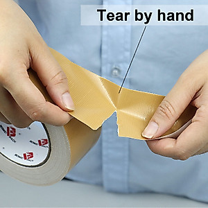 BOMEI PACK 2 Pack Tan Beige Duct Tape Heavy Duty,9 Mil Thickness,2 Inches x 30 Yards,Flexible,No Residue,Waterproof and Tear by Hand,Multi-Use for Indoor & Outdoor Repairs