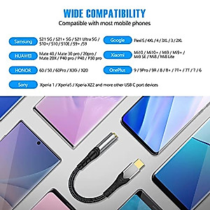 USB C to 3.5mm Headphone Adapter, Type C Headphone Jack Adapter, USB C to Aux Audio Adapter iPad Pro Adapter Compatible with Pixel 5/4/3/2 XL, Galaxy S21 S20 FE Ultra S20+ Plus Note 20 S10 S9 Plus
