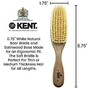 Kent LS9D Ladies Finest Hair Brush for Women - Boar Bristle Hair Brush Made of Satinwood and Soft Boar Bristle for Thin Hair - Luxury Royal Styling Brush, Straightening Brush, and Smoothing Brush