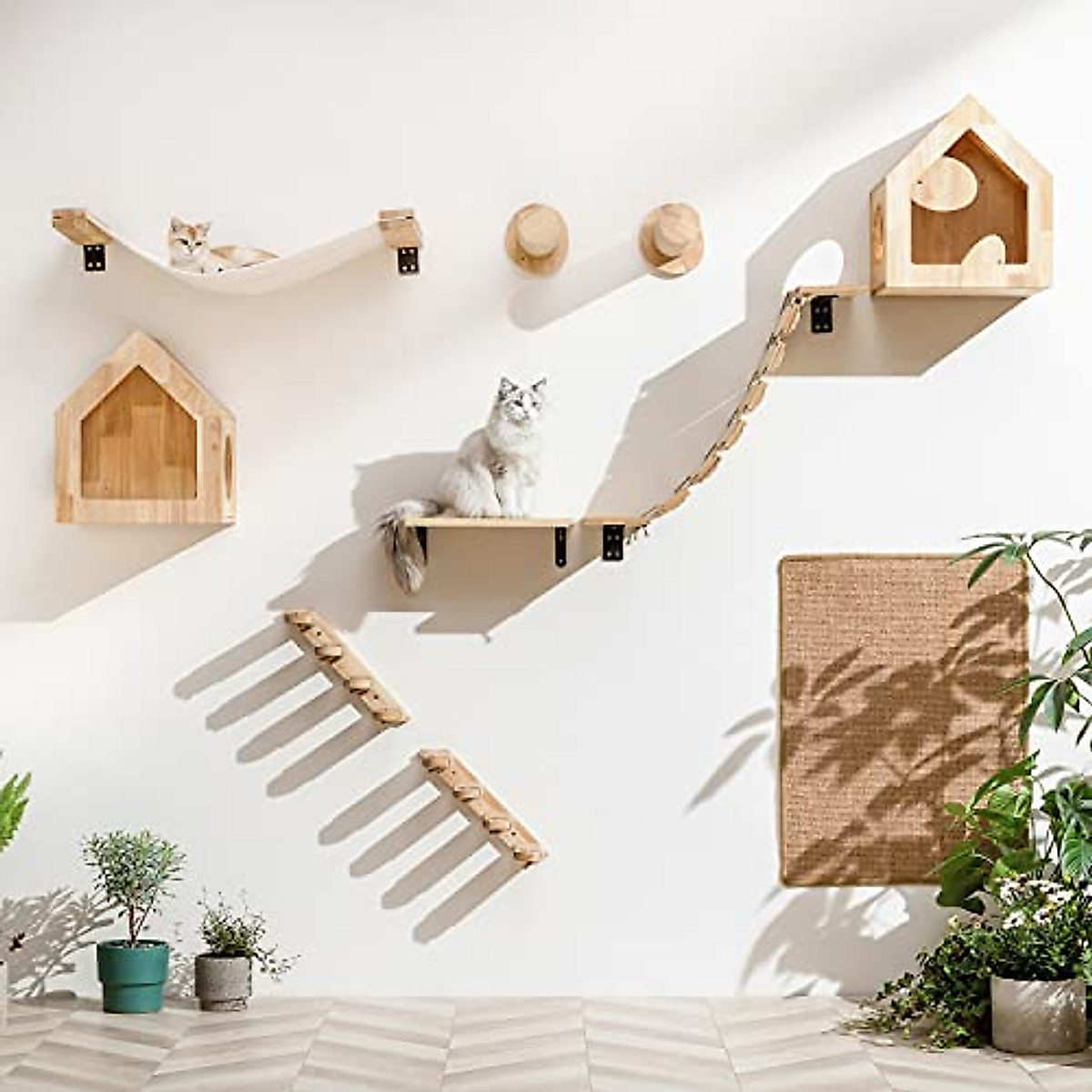 FUKUMARU Cat Wall Furniture, 34 x 13 inch Cat Hammock for DIY Cat Wall Shelves and Cat Window Perch, for Most Kitten, Medium and Large Cats