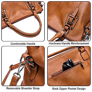 Vintage Hobo Bags for Women Vegan Leather Top-Handle Handbags Large Ladies Purse Crossbody Shoulder Bag (Yellow)