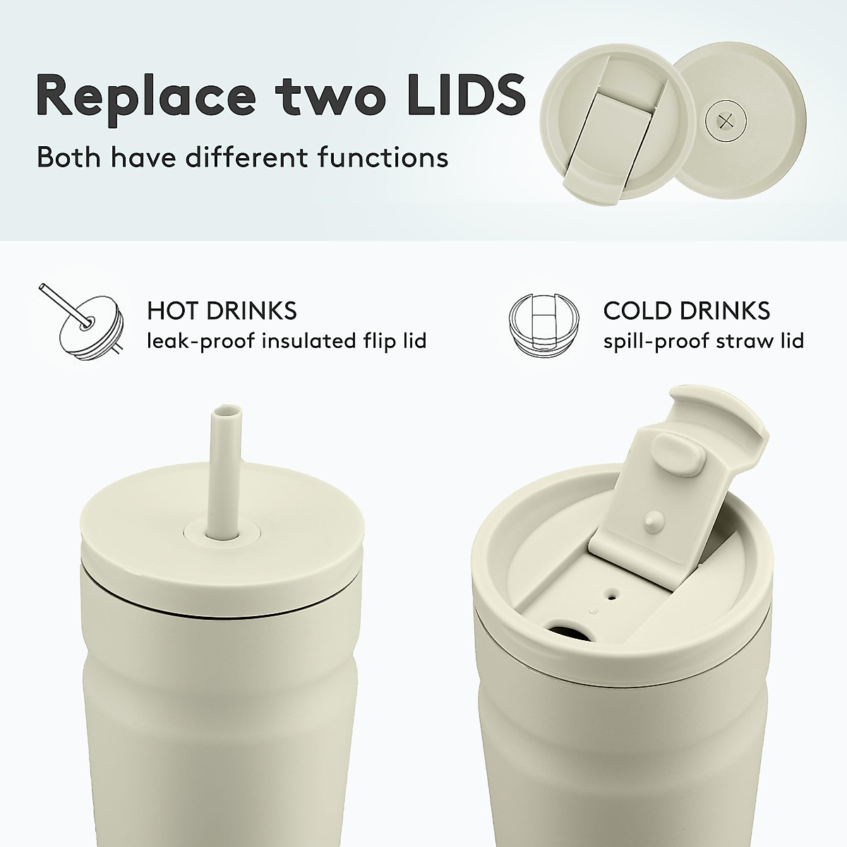 COKTIK 20oz Insulated Tumbler with Lid and Straw 2 Lids (Straw/Flip) Iced Coffee Cup Reusable Stainless Steel Travel Mug Water Bottle Cupholder Friendly for Women Men Her Him (Almond Birch)