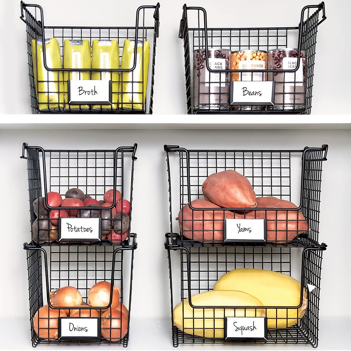 iDesign Classico Storage Basket with Handles for Pantry, Kitchen, Bathroom, Countertop, and Desk Organization, Stackable-Small