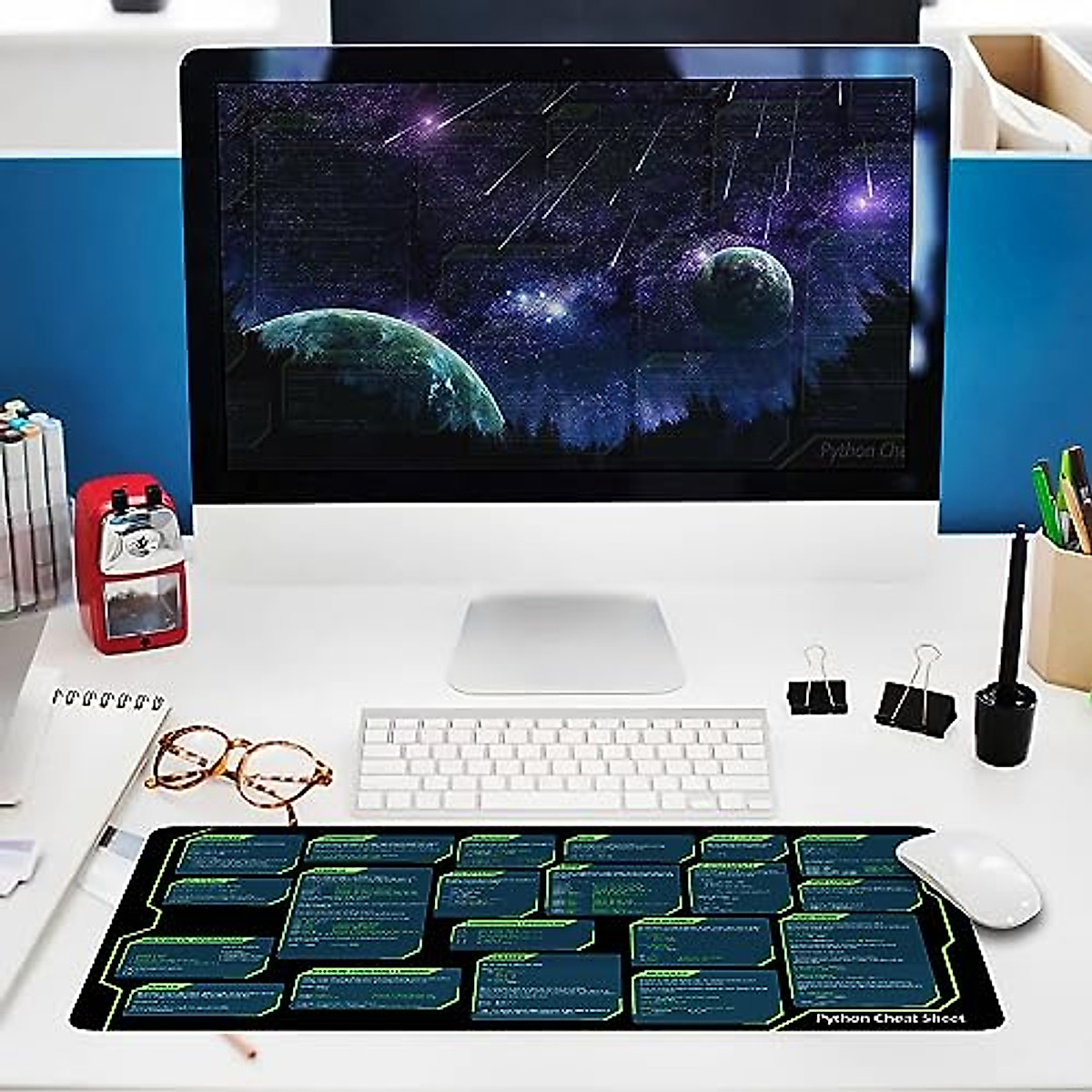 Python Cheat Sheet Mousepad For Beginner, Python Reference Guide Desk Mat, Python CheatSheet For Software Engineers, Gift For AI Programmer Desk Mat KMH