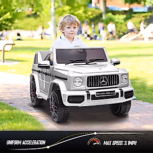 TOBBI 12V Kids' Electric Vehicle, Licensed Mercedes Benz G63 Electric Car for Kids, Kids Ride On Car Parents Remote Control, Openable Doors/Spring Suspension System/Music's Play & Led Lights-White