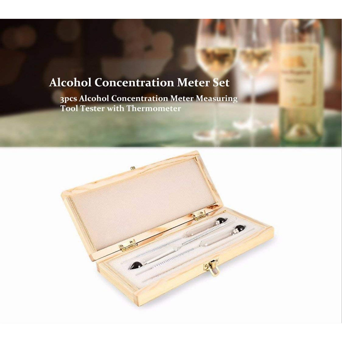 Mudent (100 Set Professional Hydrometer Alcoholmeter - 3pcs Hydrometer Alcoholmeter Set 0 to 100% Alcohol Meter Test + Thermometer for Wine Alcohol Whisky