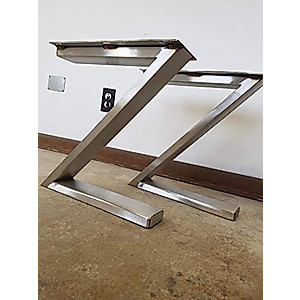 Brushed Stainless Table Legs, Z-Shaped - Any Size