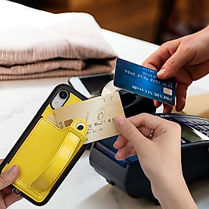 TOOVREN iPhone XR Wallet Case with Lanyard Strap Card Holder Xr iPhone Case Protective Cover with Stand Wallet Leather PU Detachable iPhone Lanyard for iPhone XR 6.1 Inch (2018) (Yellow)