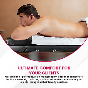 XOLLOZ Artificial Leather Lash Bed Topper Memory Foam | 2.5in Thick Comfortable Massage Table Topper for Lash Extension with Four Corner Straps & Anti-Slip Bottom | Lash Bed Foam Topper (Black)