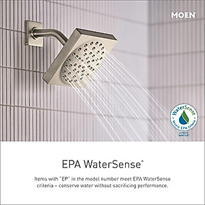 Moen Brantford Brushed Nickel Posi-Temp Shower Trim Kit with 8-Inch Eco-Performance Rainshower and Traditional Handle, Valve Required, T2252EPBN