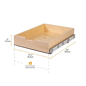 Knape & Vogt RS-WMUB-17-WD 5 in. H x 18 in. W x 22 in. D Soft-Close Wood Drawer Box Pull-Out Cabinet Organizer
