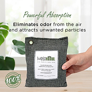 Moso Natural Air Purifying Bag 200g (7.05oz) 3 Pack. A Scent Free Odor Eliminator for Cars, Closets, Bathrooms, Pet Areas. Premium Moso Bamboo Charcoal Odor Absorber. Two Year Lifespan (Charcoal Grey)