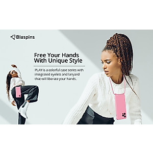 Blaspins Crossbody Strap Phone Case for iPhone 13 Pro Max, Adjustable Rope, Belt Neck Lanyard, String Detach Lanyard, Drop Proof Sturdy, Wrist Hand Free Protective Cover 6.7 inch 13 Pro Max - Pink