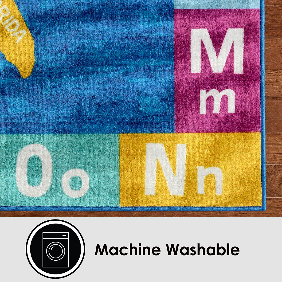 Eric Carle Elementary USA Map Kids Machine Washable Area Rug Blue/Red, 35"x51"