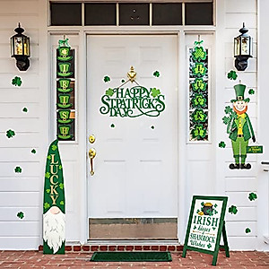 Glitzhome 24"H St. Patrick's Wooden Porch Sign, Welcome Sign for St. Patrick's Day Standing Hanging Home Front Door Yard Party Decor