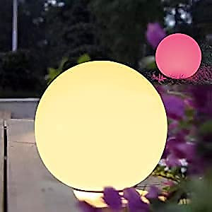 Solar Ball Light-12inch LED Outdoor Table Lamp, 10 RGB Colors and Dimmable Globe Light with Remote,Decor for Nursery Patio Garden Yard Beach Pathway