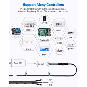 ALITOVE WS2811 12V LED Pixels 12mm 8 inch Spacing 50 LEDs Addressable RGB LED Bullet String Lights Diffused Digital Dream Color Programmable Module Lights Waterproof IP68 with 3pin ALT-Connector