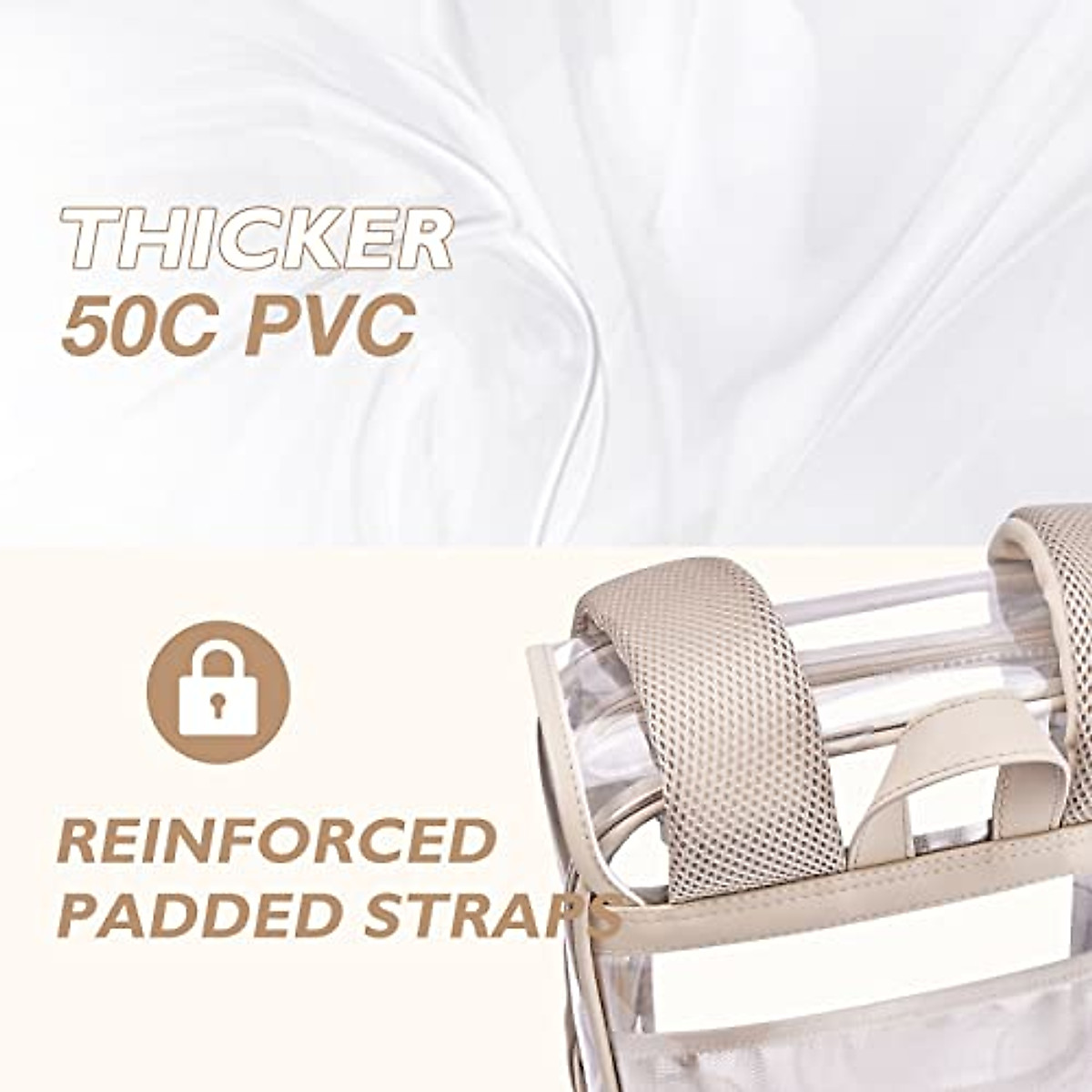 mommore Clear Backpack Heavy Duty Thick PVC Transparent Backpack with Leather Trim Large Capacity See Through Backpack