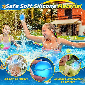 SOPPYCID Water Balloons, 4 Count, Reusable & Attractive, Quick Fill & Self-Sealing, Perfect for Backyard Fights, Pool Parties, Beach Games, Great Summer Gift