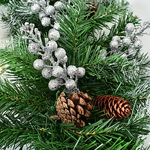 Lvydec 16pcs Christmas Glitter Berries Stems, 7.8" Artificial Christmas Picks for Christmas Tree Ornaments, DIY Xmas Wreath, Crafts, Holiday and Home Decor (Silver)