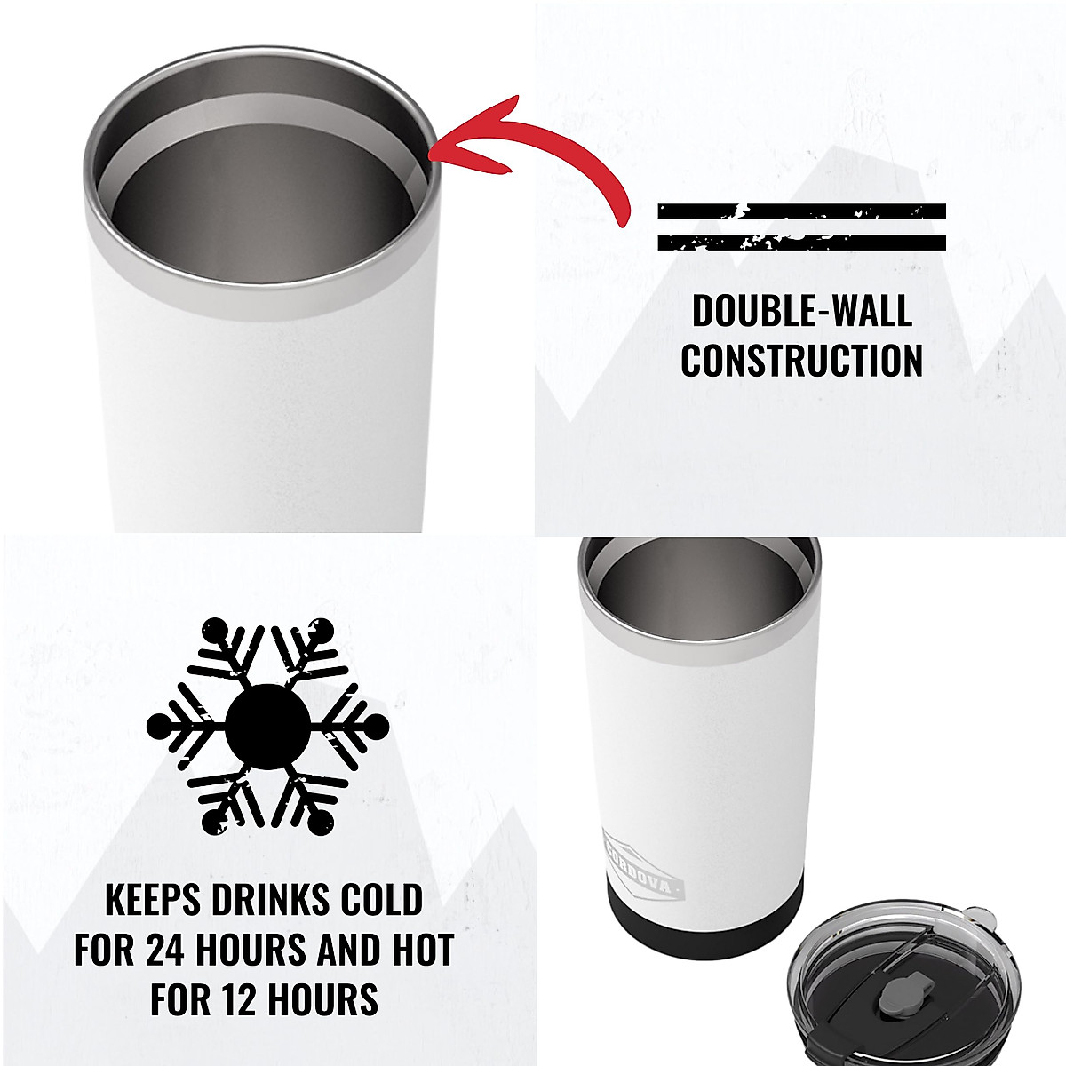 Cordova Outdoors Trailhead Class Tumbler, Snowcap, 20 oz