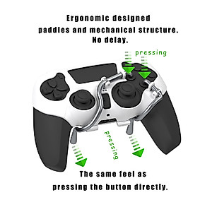 EXknight Leverback V2 Paddles Attachment, Back Buttons Adapter for PS5 Controller | Fit with Thumb Grips (White)