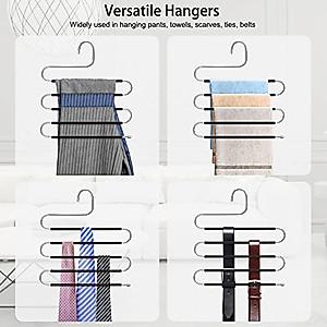 DOIOWN Clothes Hangers 5 Pieces Non Slip Space Saving Stainless Steel Closet Organizer for Pants Jeans Scarf(Upgrade Style)