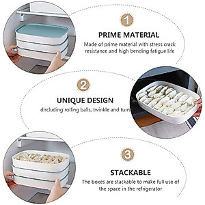 Hemoton 3Pcs Refrigerator Food Storage Container with Lid Shallow Stackable Bacon Keeper Fruit Vegetable Case Holder Airtight Dumpling Box for Egg Meat (Mixed Color)