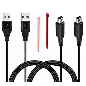 2 Pcs 3.9ft USB Charger Cable Compatible with Nintendo 3DS/ 2DS, Play and Charge Charging Cord Compatible with Nintendo New 3DS XL/ New 3DS/ New 2DS XL/ New 2DS/ 2DS XL/ 2DS/ DSi/ DSi XL with 2 Stylus