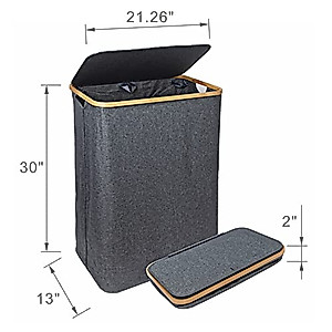 140L XXX-Large Laundry Hamper with Lid - Large Washing Baskets for Laundry with Handles - Laundry Baskets for Bedrooms - Bamboo Bathroom Bin