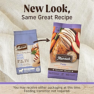 Merrick Healthy Grains Premium Dry Dog Food, Wholesome And Natural Kibble For Healthy Digestion, Puppy Recipe - 4.0 lb. Bag